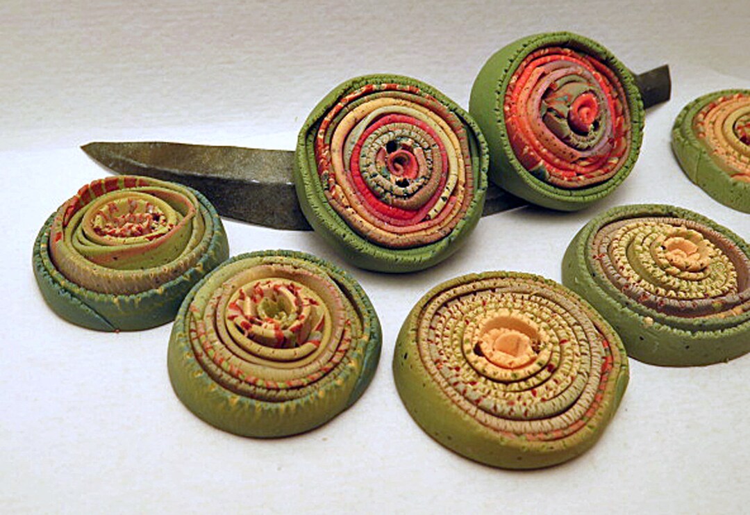 Tribal Buttons. Round Spiral Buttons With Rough Textured Finish. Unique ...