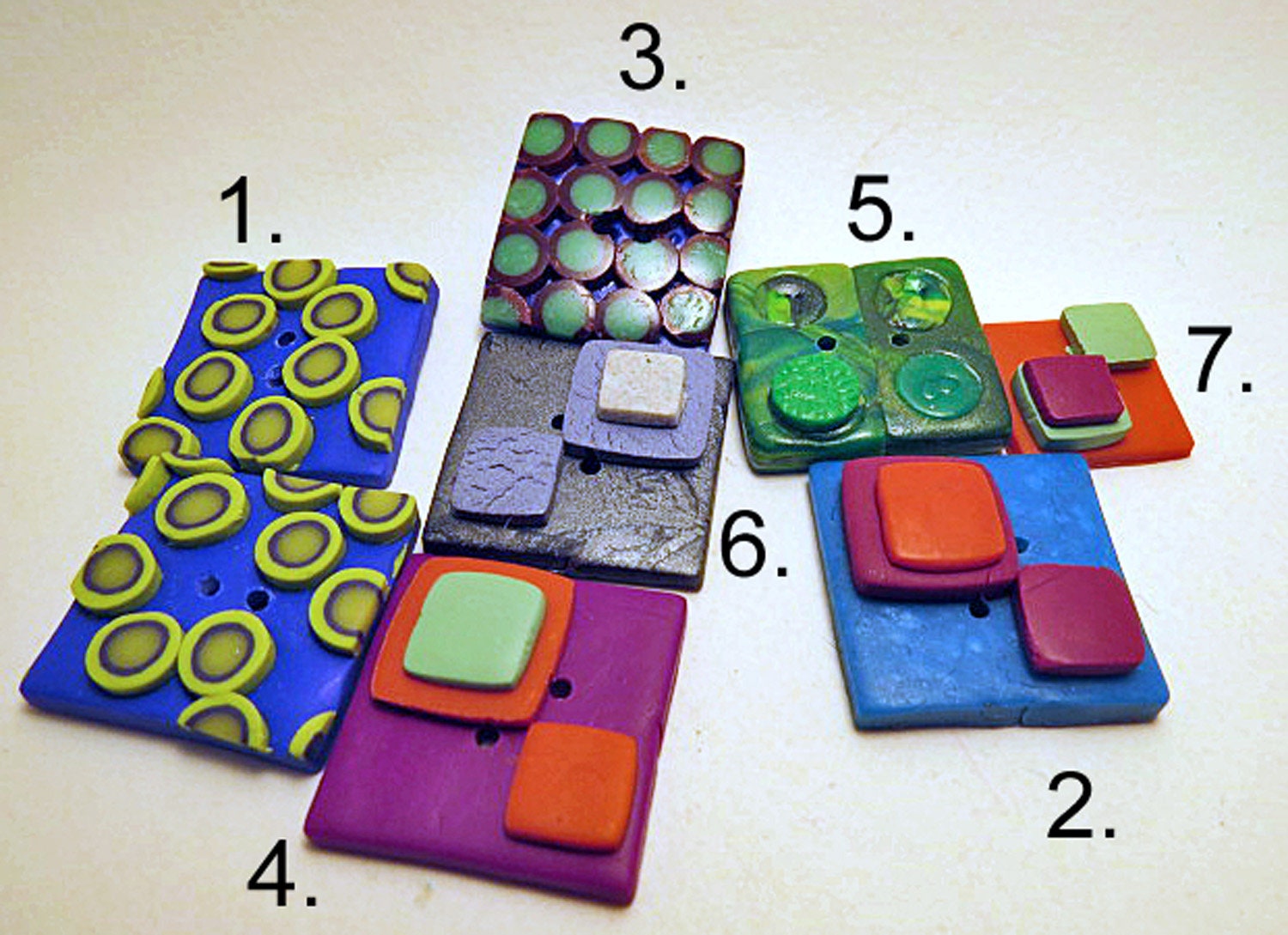 Buttons. Square Buttons With Unique Bright Designs. Raised - Etsy