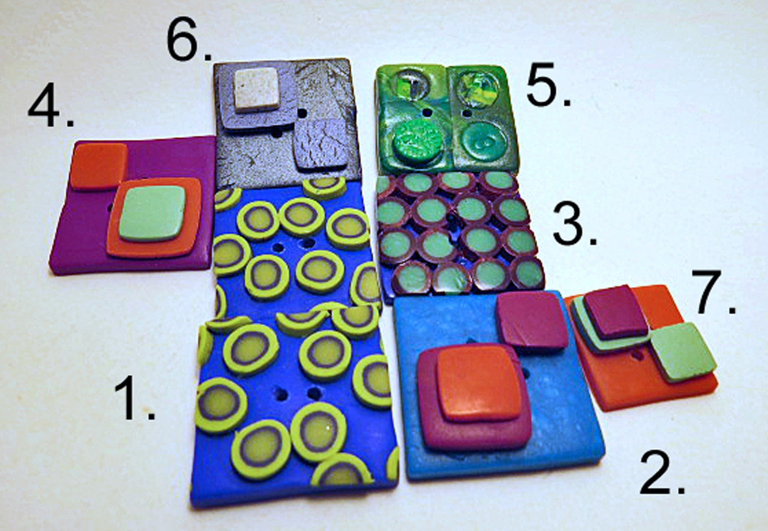 Buttons. Square Buttons With Unique Bright Designs. Raised - Etsy