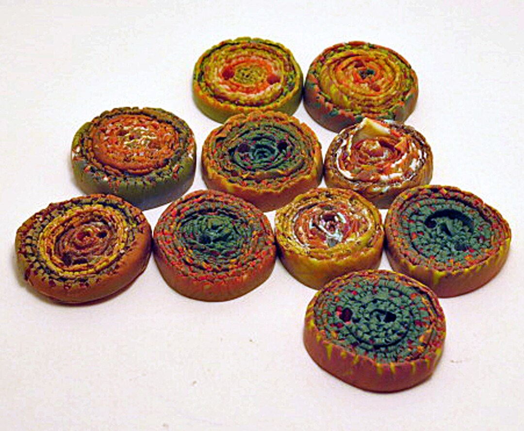 Tribal Buttons. Teal and Ochre Rustic Buttons in Sets of Two. Unique ...