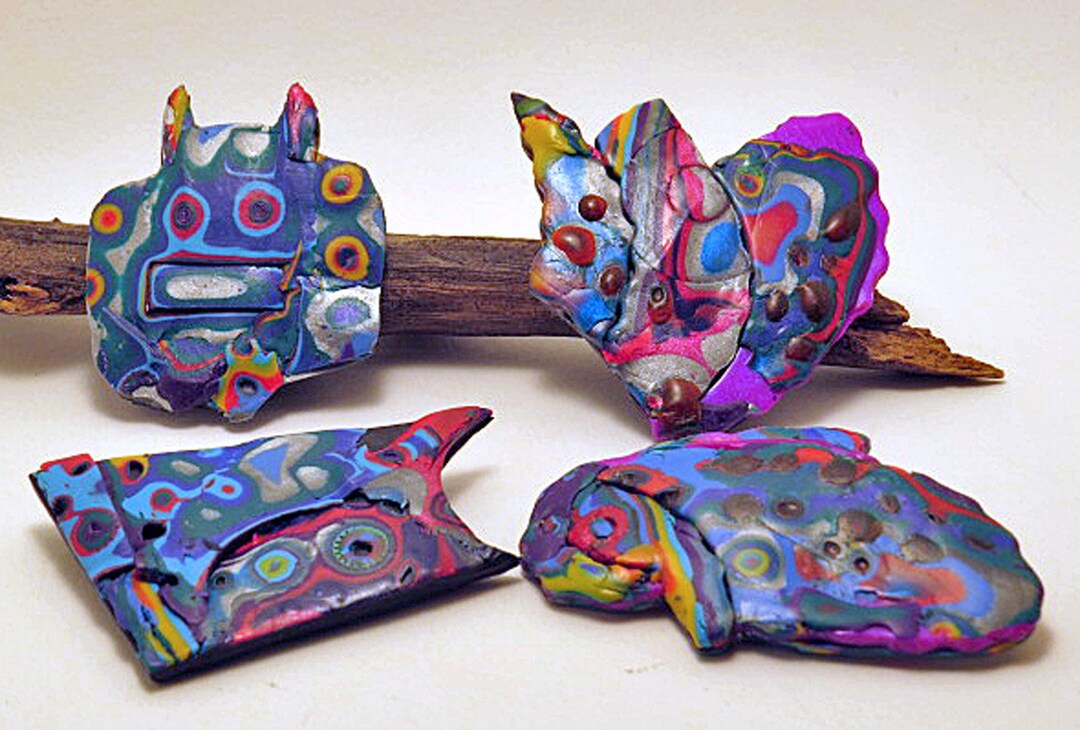Colorful Polymer Clay Brooches: Java Design Collection - Etsy