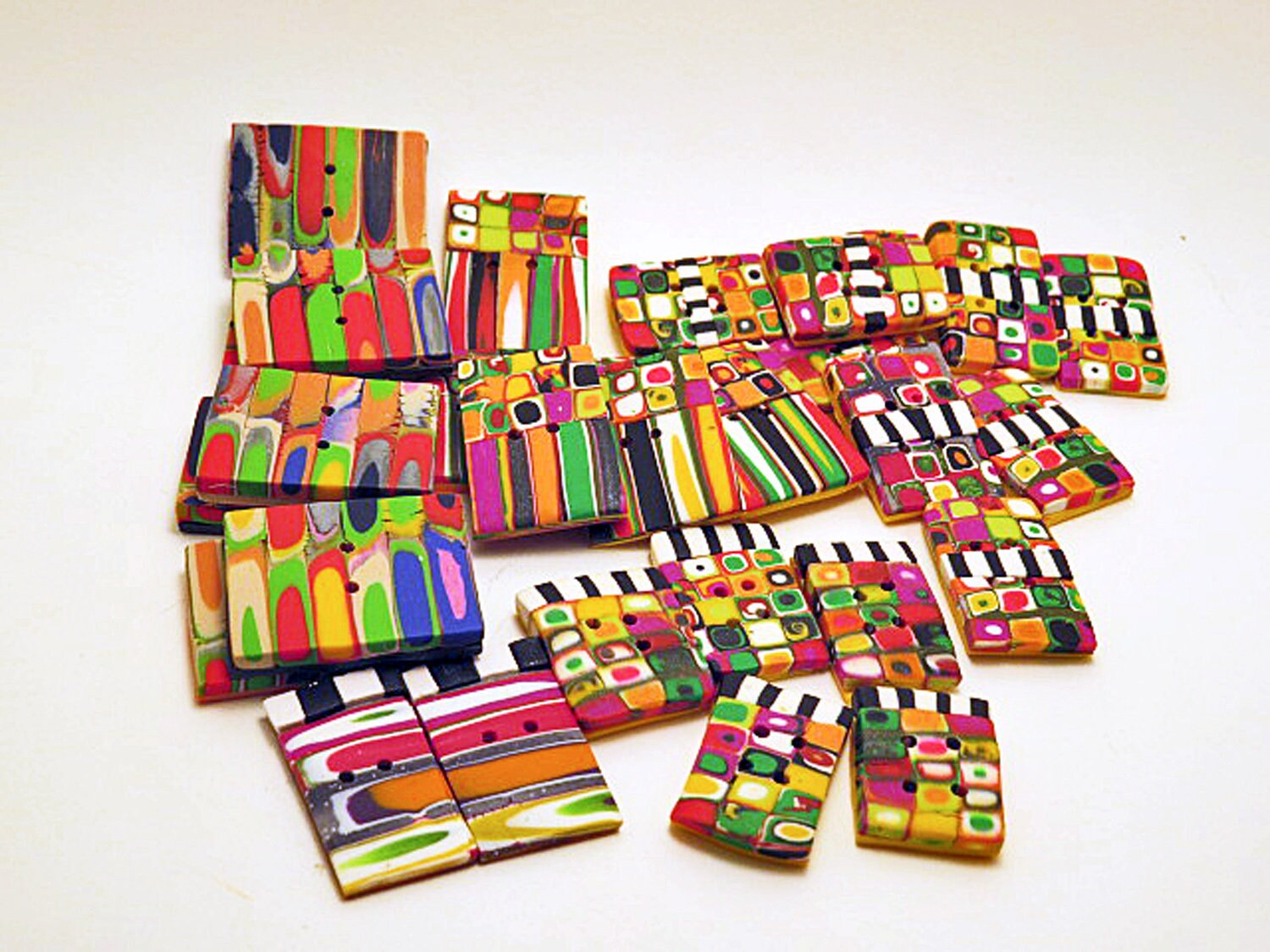 Buttons. Stripe and Dot Rectangular Buttons. Unique Hand Made ...