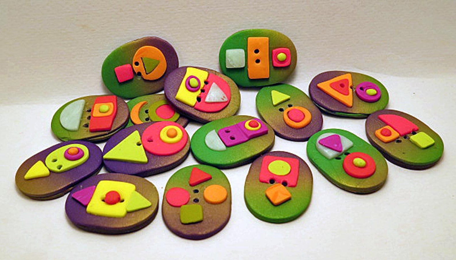 Buttons. Fun Colourful Oval Buttons. Brightly Patterned Unique - Etsy ...