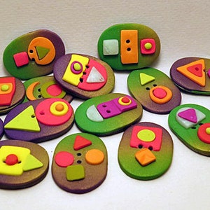 Buttons. Fun Colourful Oval Buttons. Brightly Patterned Unique Buttons ...
