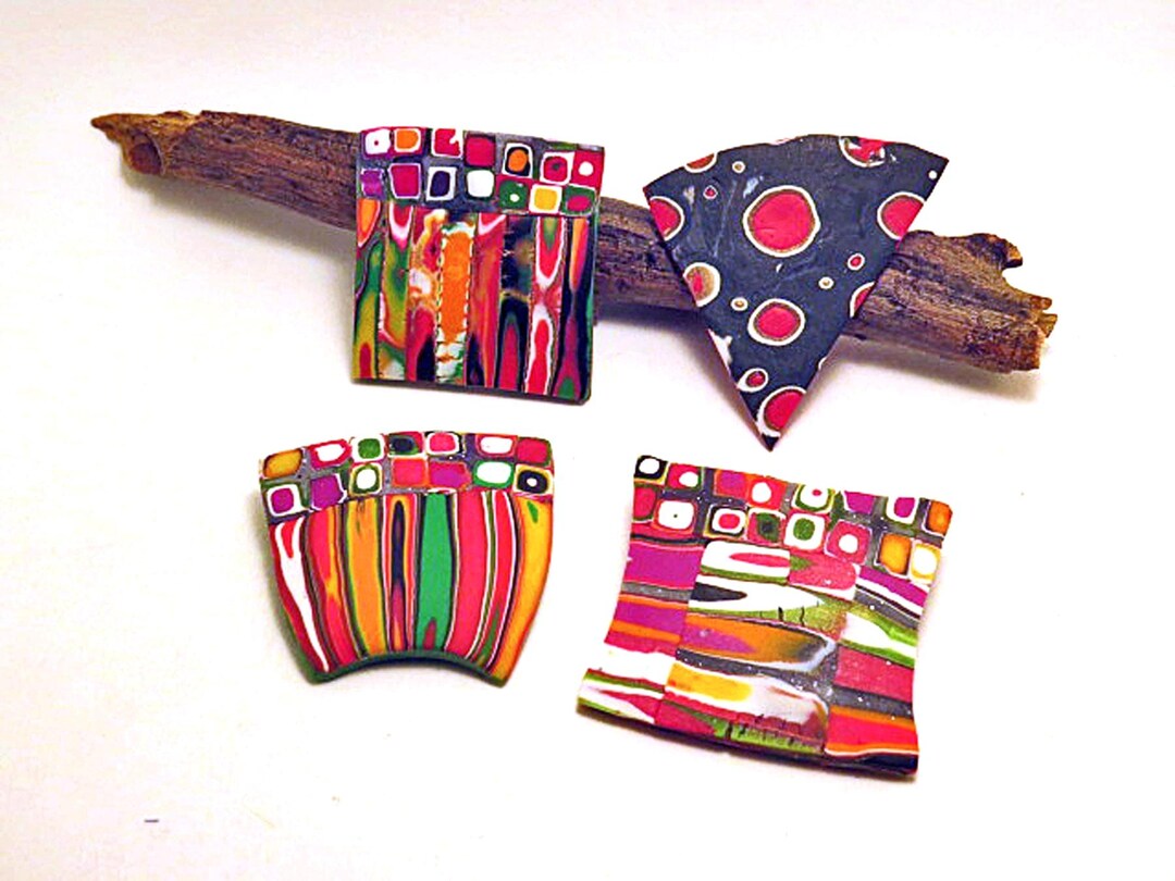 Colourful Brooches. Red Theme Dot and Stripe Bent Brooches to Choose ...