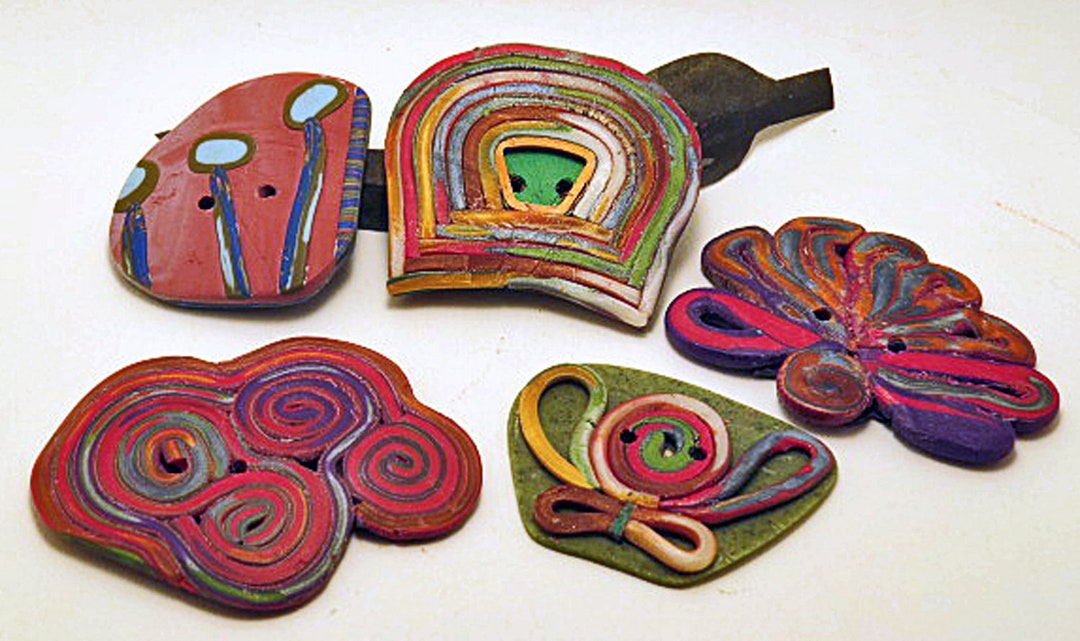 Buttons. Collection Large Button Shapes and Patterns. Unique Hand Made ...