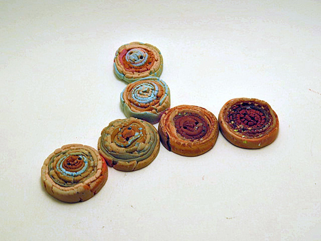 Tribal Buttons. Warm Earth Spiral Round Buttons in Sets of Two. Unique ...