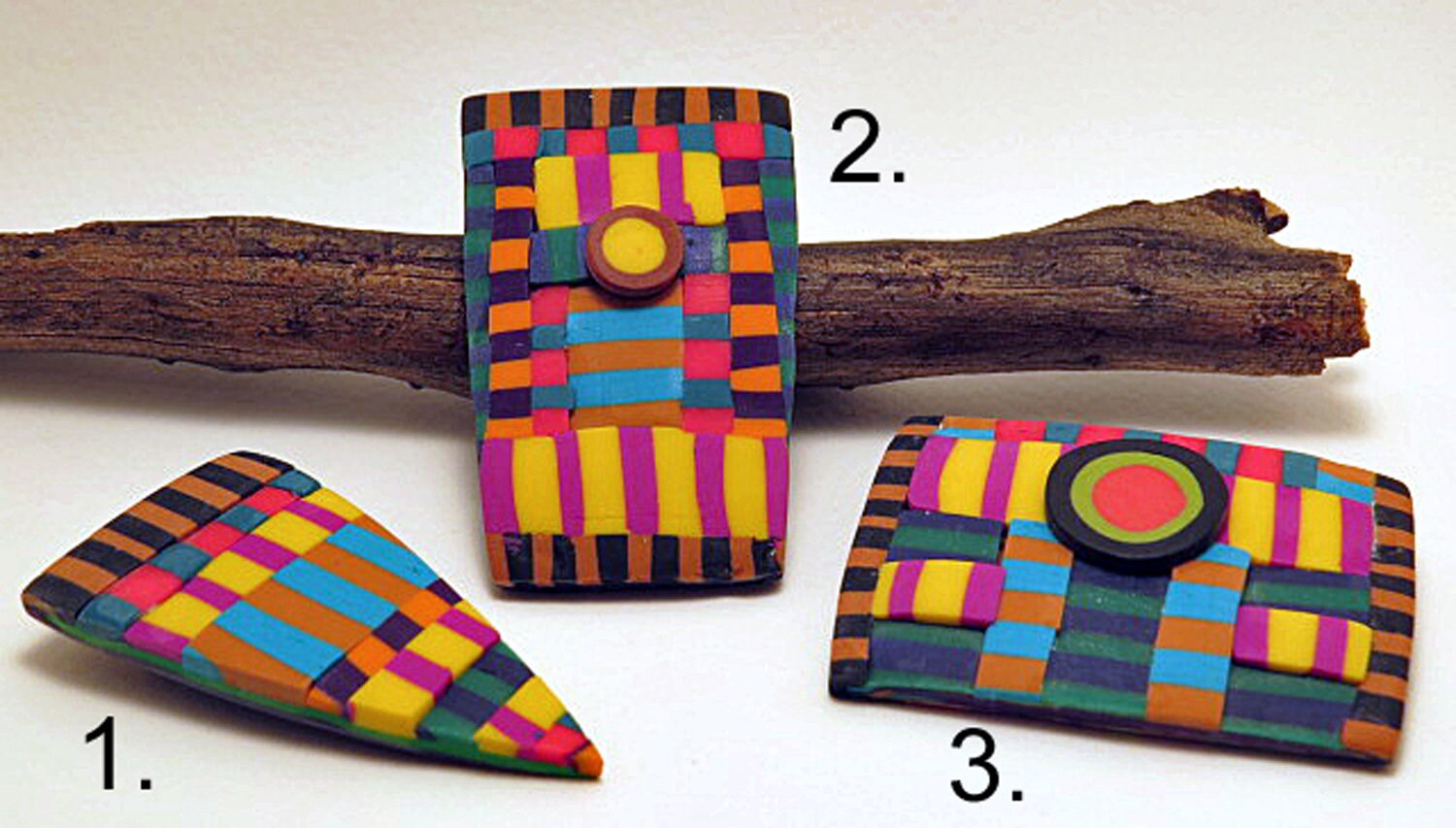 Brooches. Striped Pattern Brooches in Three Designs. Fun, Bright and ...