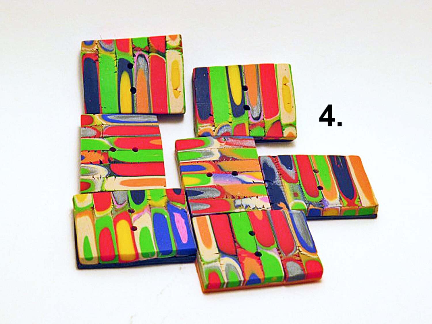 Buttons. Stripe and Dot Rectangular Buttons. Unique Hand Made ...