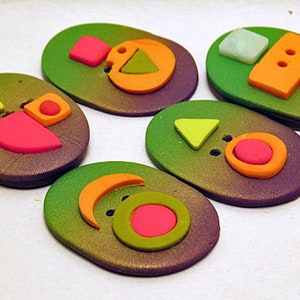 Buttons. Fun Colourful Oval Buttons. Brightly Patterned Unique Buttons ...