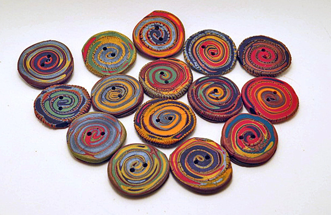 Buttons. Spiral Buttons With Random Multi-coloured Patterns. Unique ...