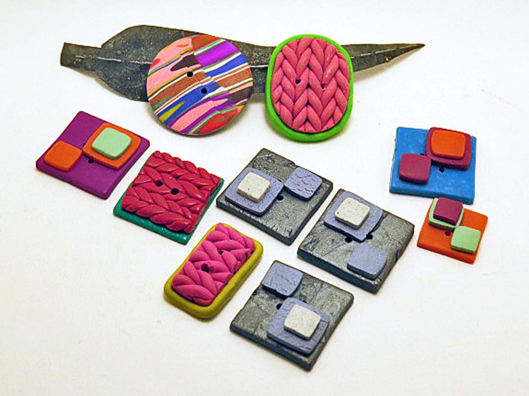 Buttons. Square Buttons With Unique, Bright Designs. Raised Designs ...