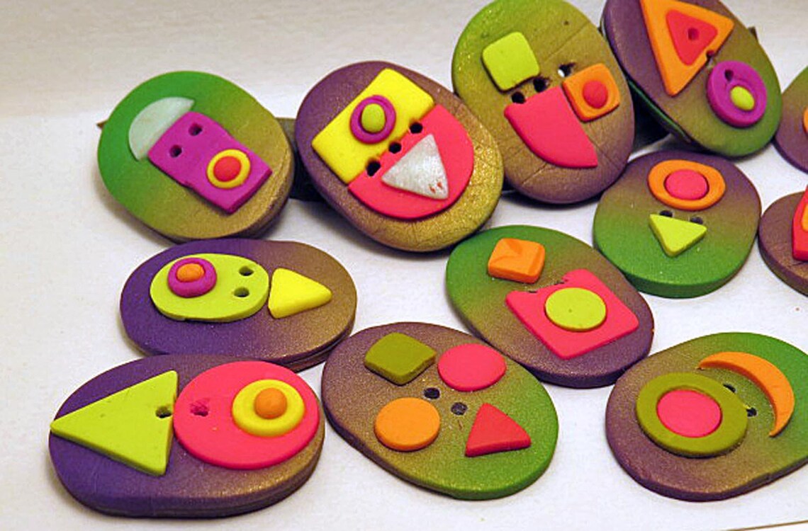 Buttons. Fun Colourful Oval Buttons. Brightly Patterned Unique - Etsy ...