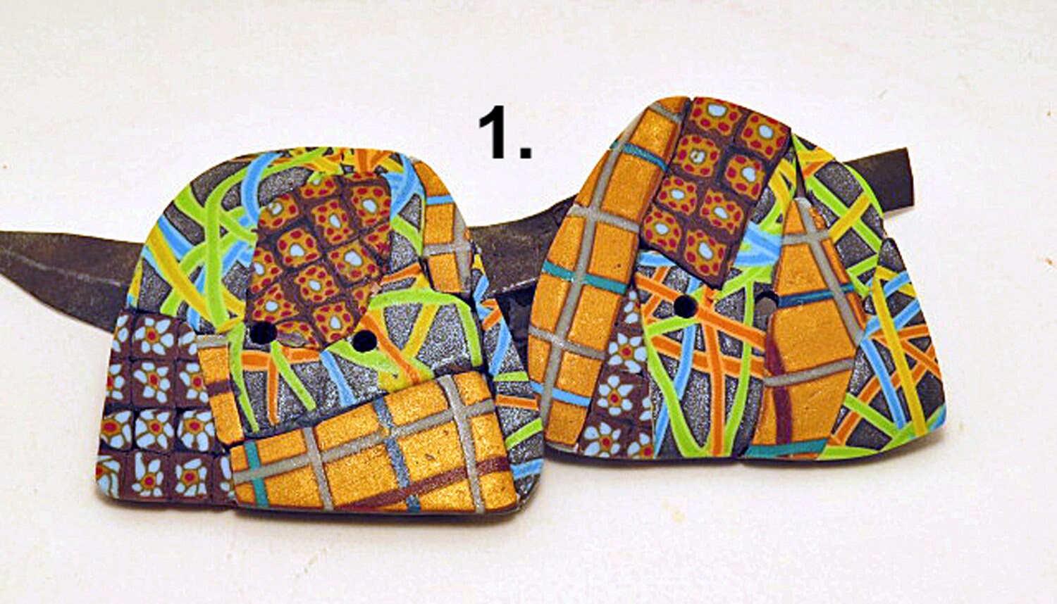 Buttons. Large Collaged Pattern Buttons in Unique Shapes. Decorative ...