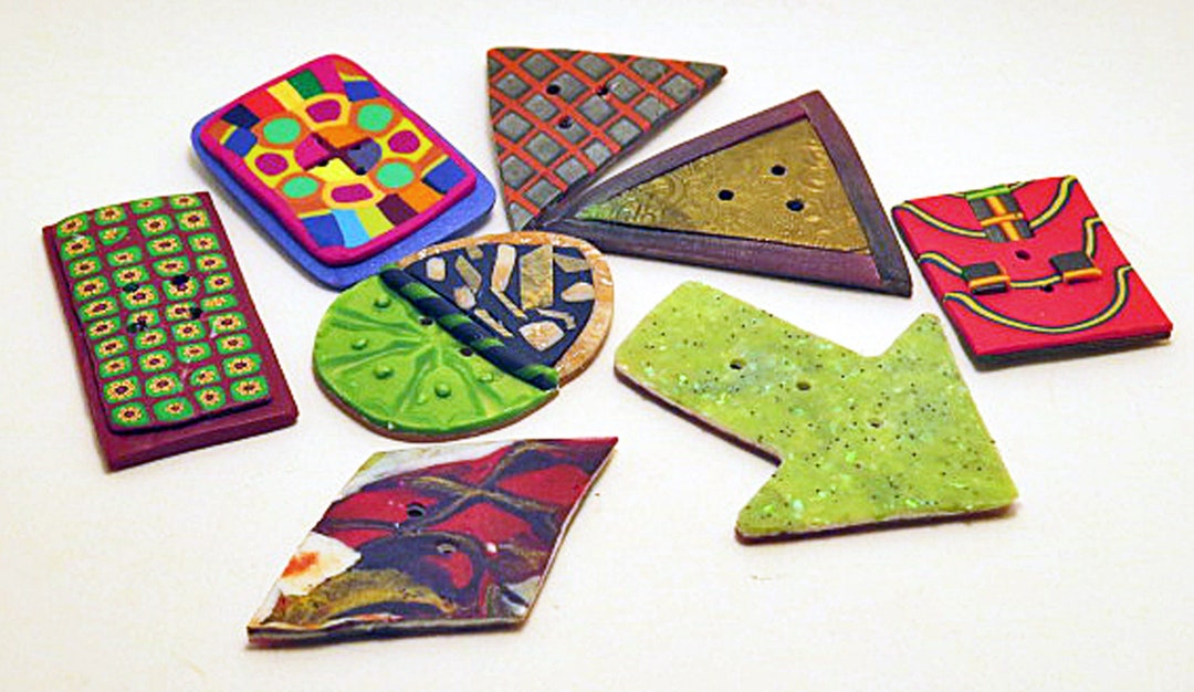 Buttons. Collection of Unique Hand Made Buttons in Various Shapes and ...
