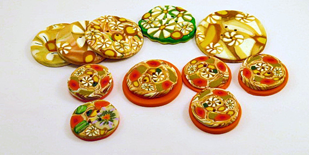 Buttons. Large Round Buttons With Inlaid Daisy Pattern. Unique Hand ...