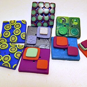 Buttons. Square Buttons With Unique, Bright Designs. Raised Designs ...