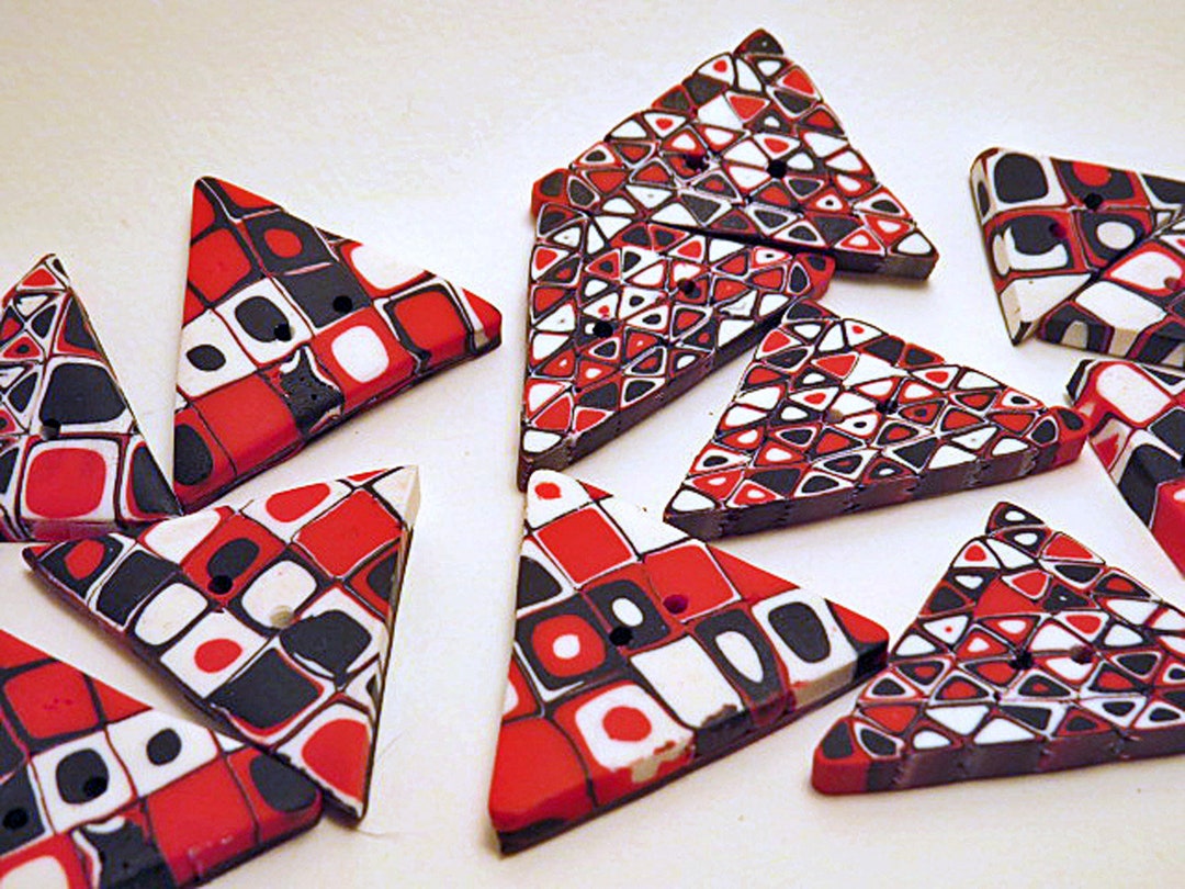 Buttons. Triangle Buttons. Black, White and Red Pattern Buttons. Unique ...