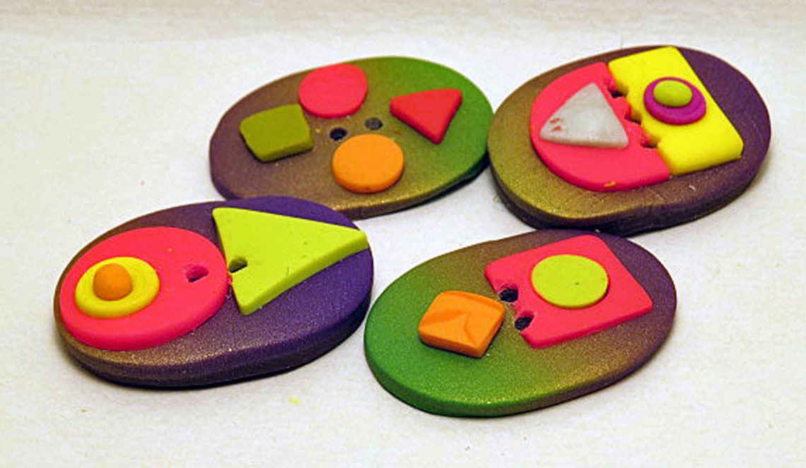 Buttons. Fun Colourful Oval Buttons. Brightly Patterned Unique - Etsy ...