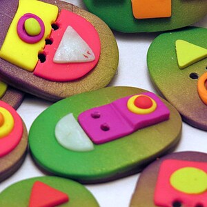 Buttons. Fun Colourful Oval Buttons. Brightly Patterned Unique Buttons ...