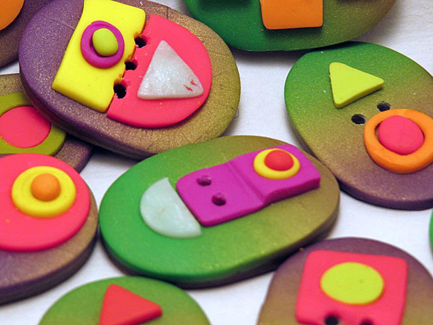 Buttons. Fun Colourful Oval Buttons. Brightly Patterned Unique Buttons ...