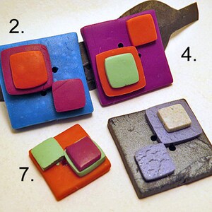 Buttons. Square Buttons With Unique, Bright Designs. Raised Designs ...