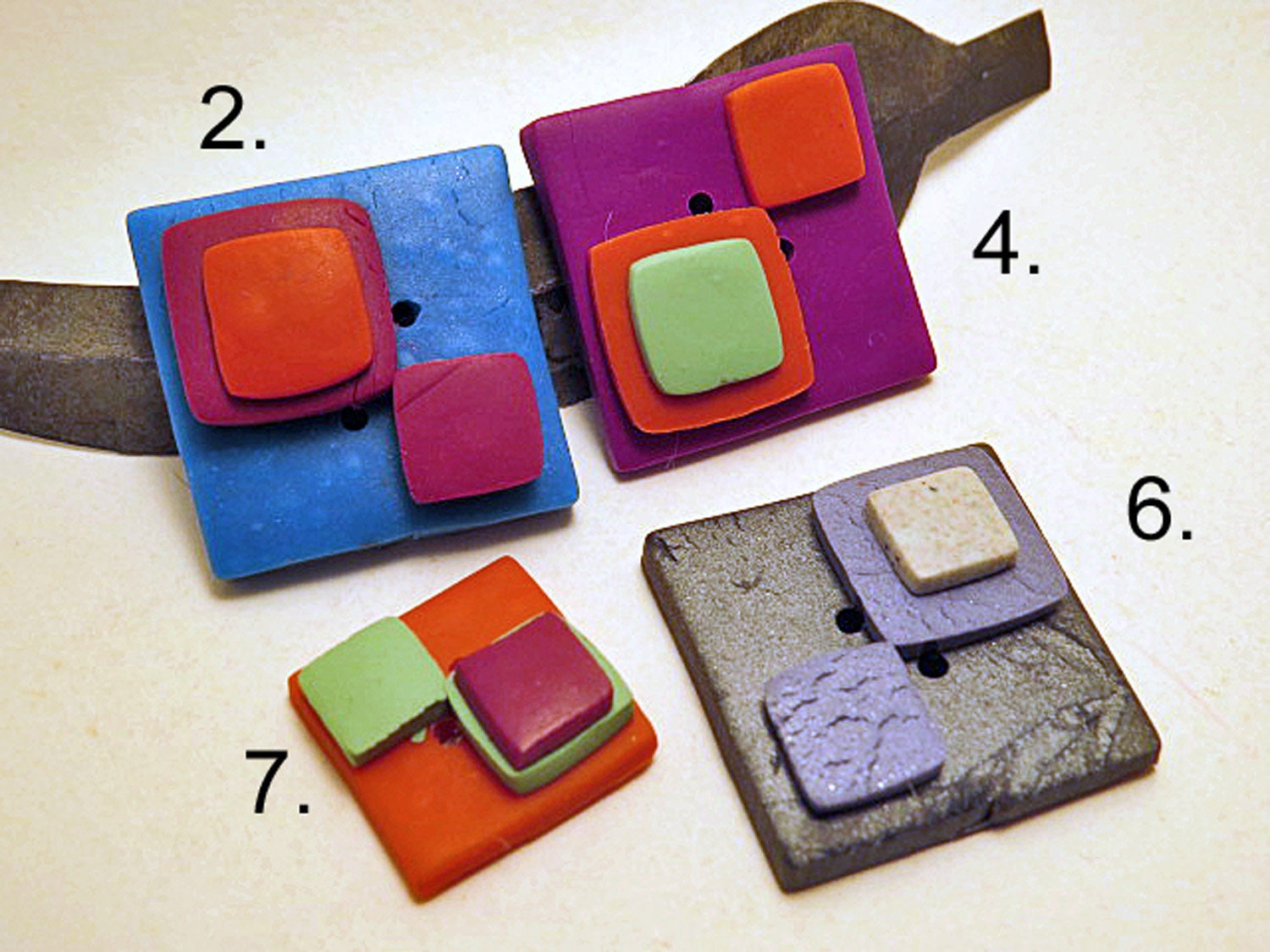 Buttons. Square Buttons With Unique Bright Designs. Raised - Etsy