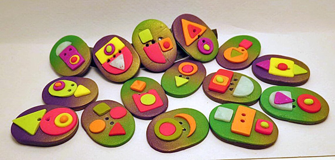 Buttons. Fun Colourful Oval Buttons. Brightly Patterned Unique - Etsy ...
