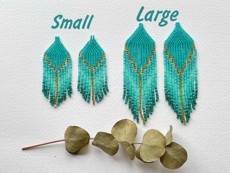 Turquoise Beaded Earrings Long Fringe Earrings Dangle Earrings - Etsy