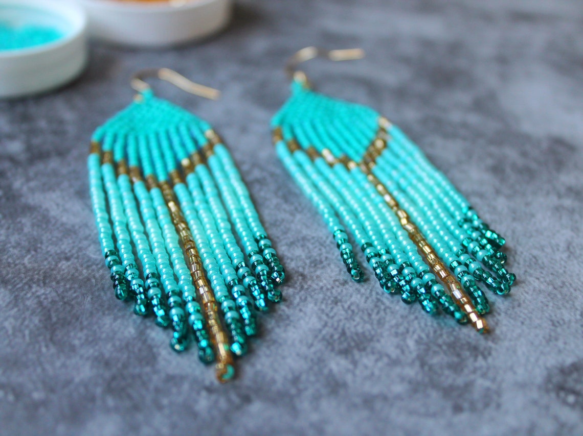 Turquoise beaded earrings Clip on earrings or ear hooks | Etsy