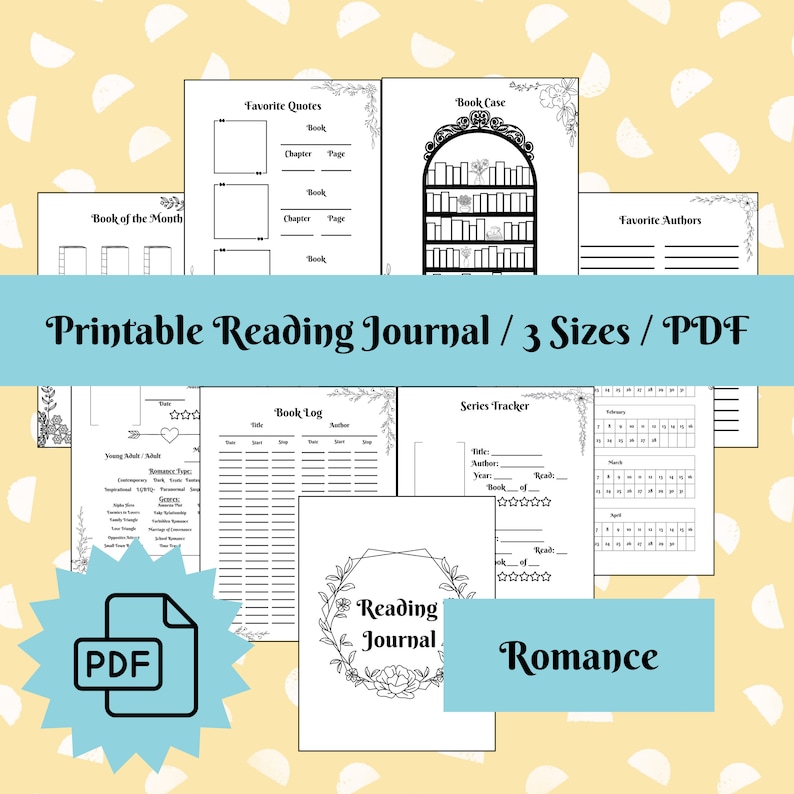 22 Pages Romance Reading Journal, Romance Book Journal, Literary Diary, Bibliophile's Journal ...