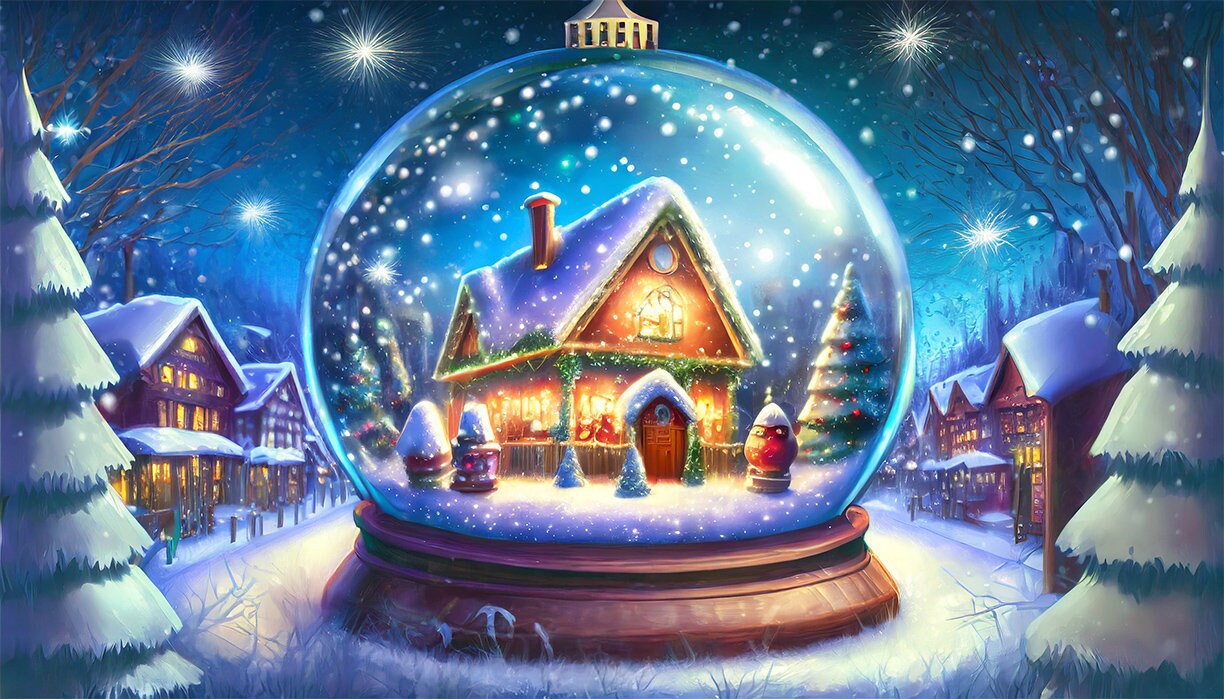 Happy Hanukka & Christmas Snow Globe for Warm and Joyful Times Digital ...