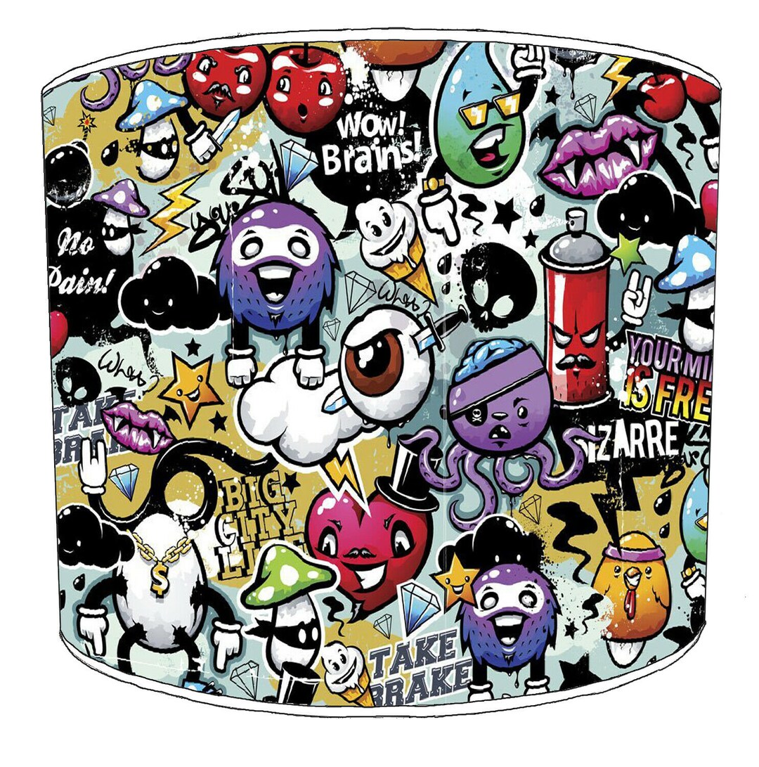 Graffiti Street Art Drum Lampshade for Ceilng Light Pendant Table Lamp ...