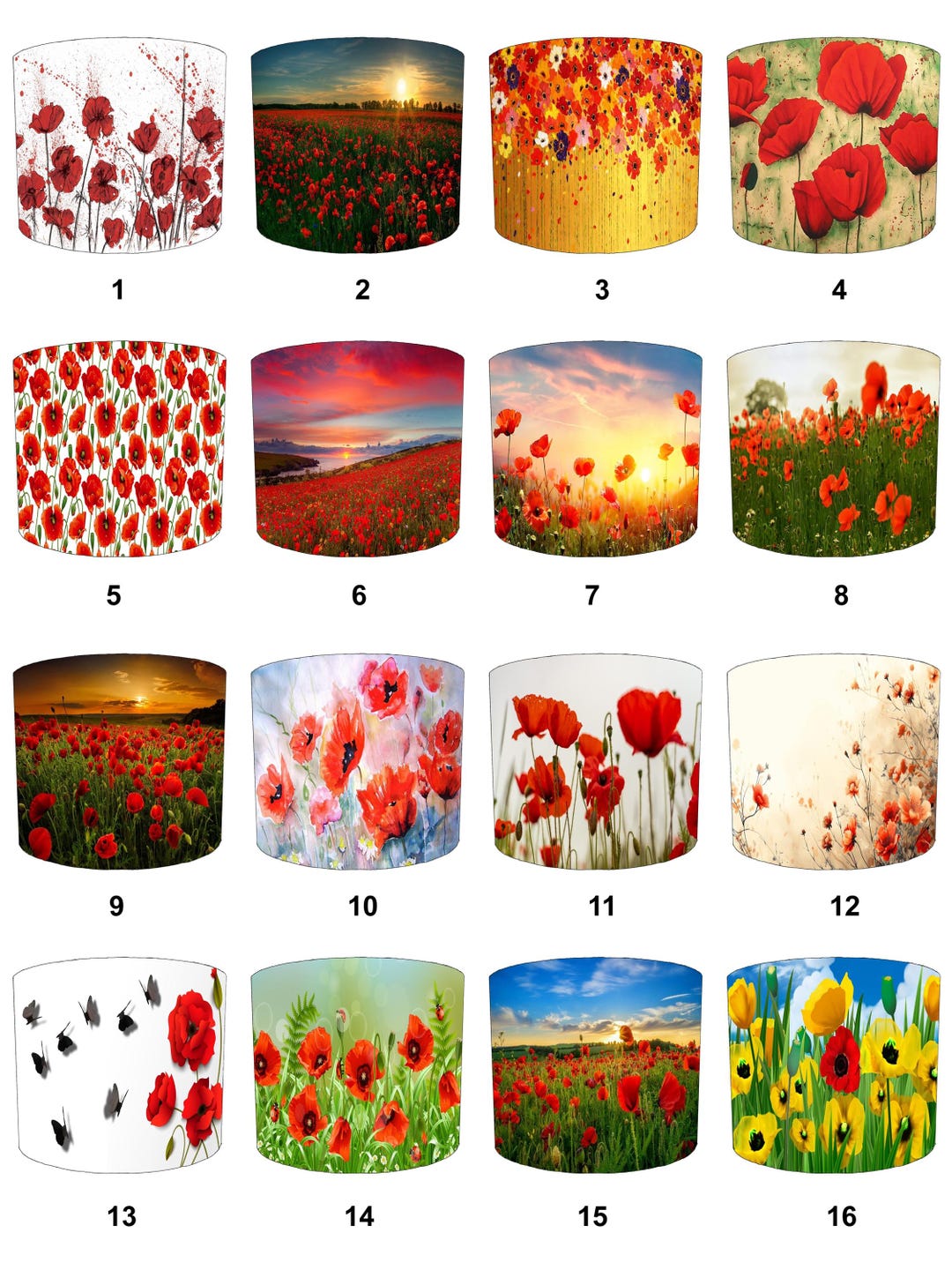 Poppies Poppy Drum Lampshades: Floral Flower, Handmade for Hanging ...