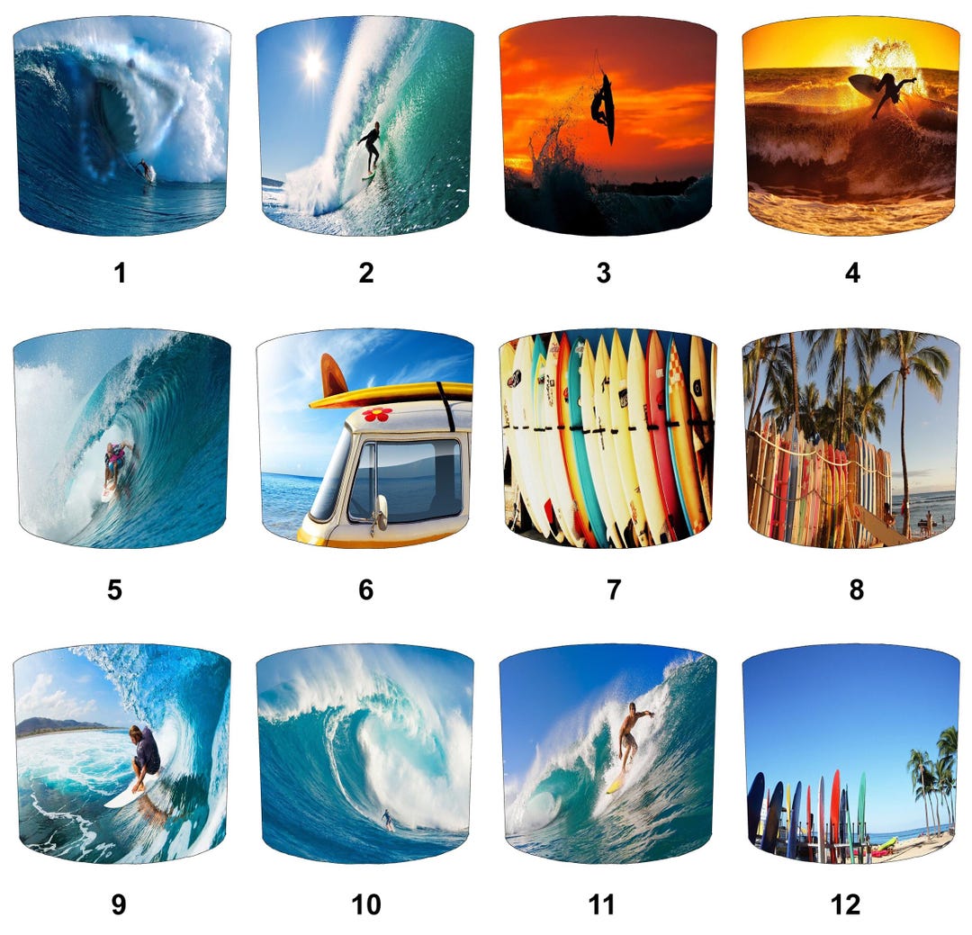 Bondi Beach Surfing Drum Lampshades: Coastal Lighting, Handmade for ...