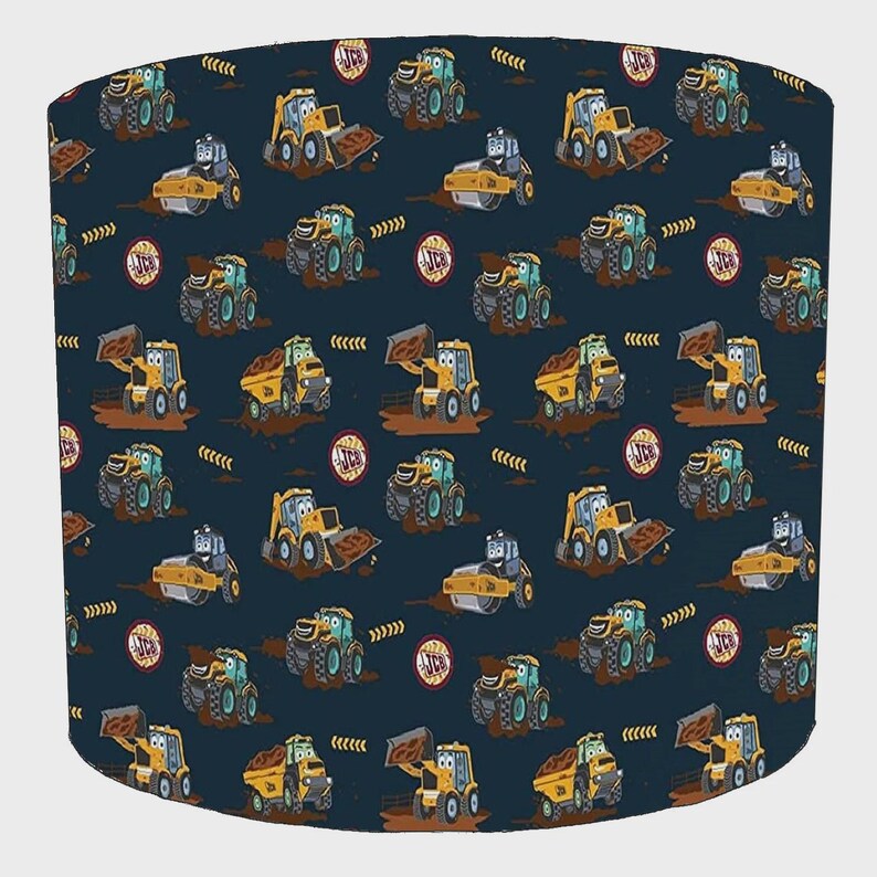 Kids JCB Diggers Drum Lampshades: Construction Nursery Decor, Handmade ...