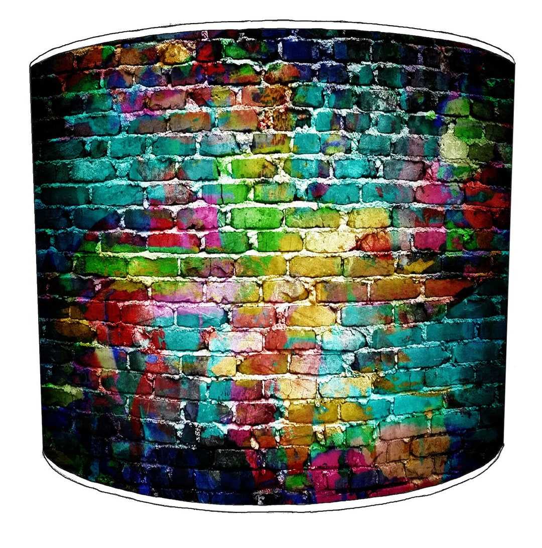 Brick Wall Graffiti Drum Lampshade for Ceilng Light Pendant Table Lamp ...