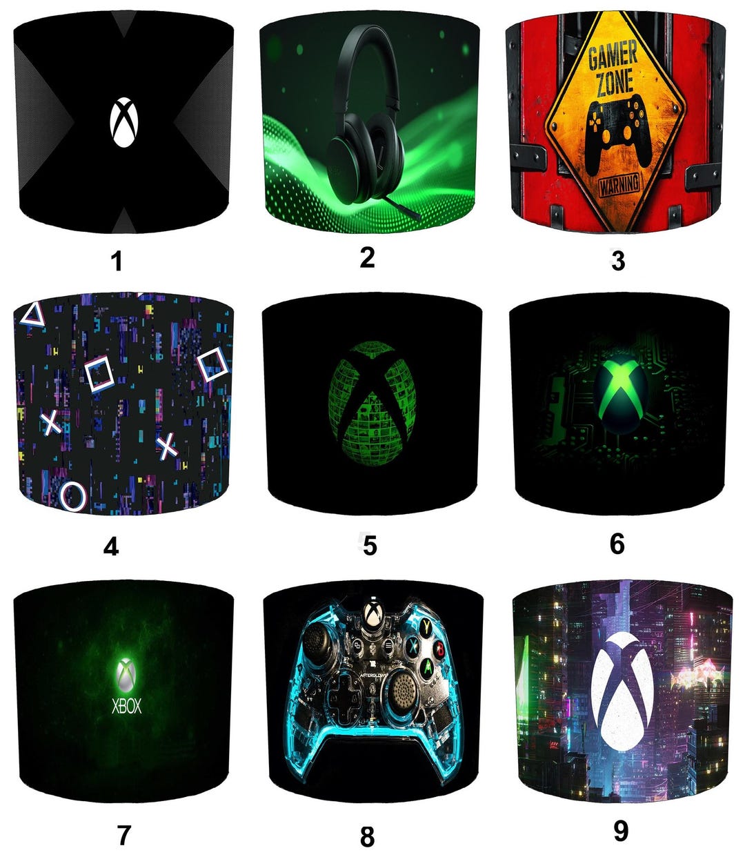 Xbox Gamer Gaming Drum Lamp Shades Bedside Lamps Table Lampshades ...
