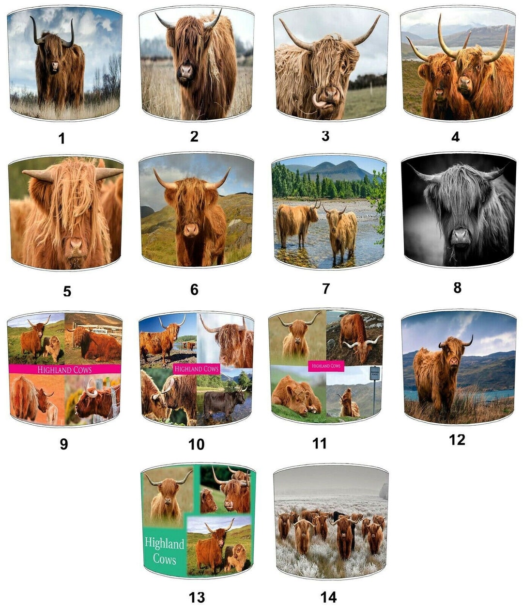 Highland Cattle Cow Drum Lampshade for Ceilng Light Pendant Table Lamp ...