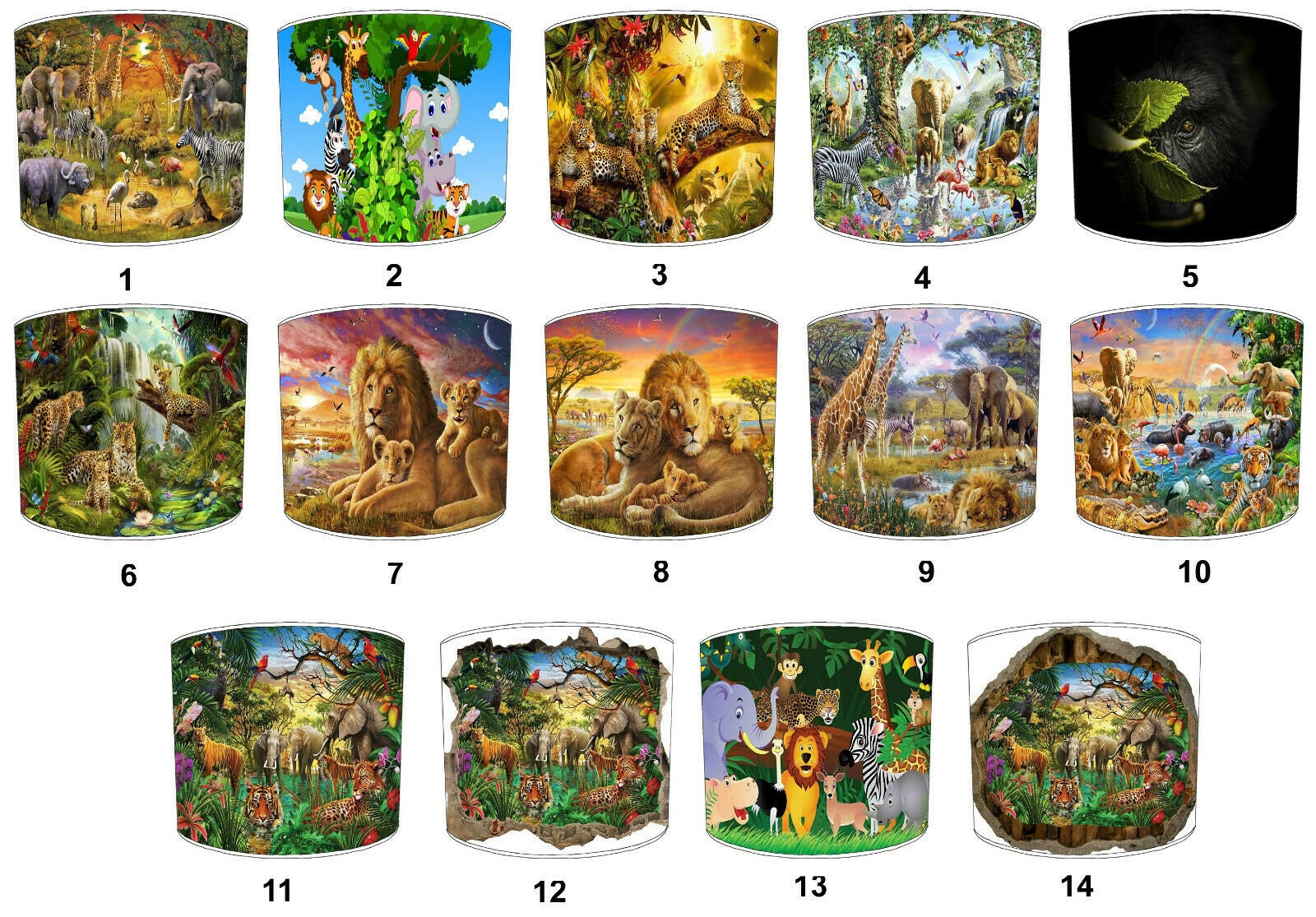 Jungle Animals Lamp Shades Bedside Lamps Table Lampshades - Etsy