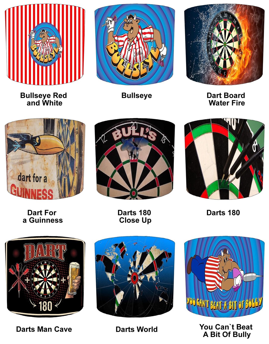 Darts Drum Lampshades: Bullseye 180, Handmade for Hanging Ceiling Light ...