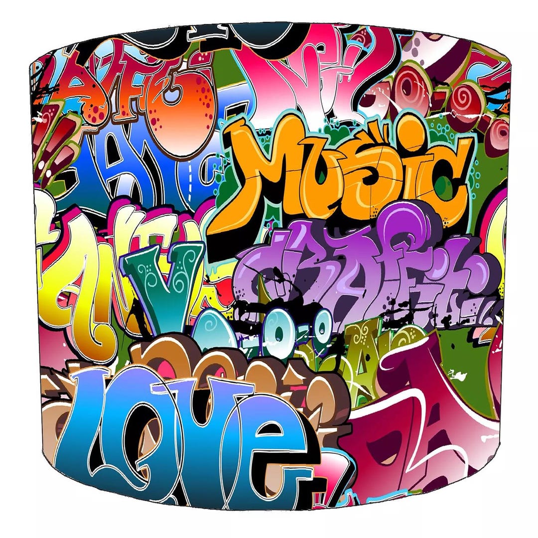 Graffiti Street Art Drum Lampshade for Ceilng Light Pendant Table Lamp ...