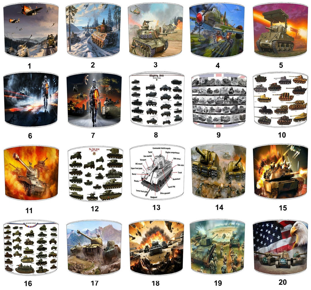 World War Military Army Tanks Lampshades Ceiling Lights Pendant Shades ...