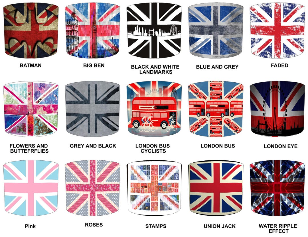 Union Jack Drum Lamp Shades: British Great Britan Flag, Handmade for ...