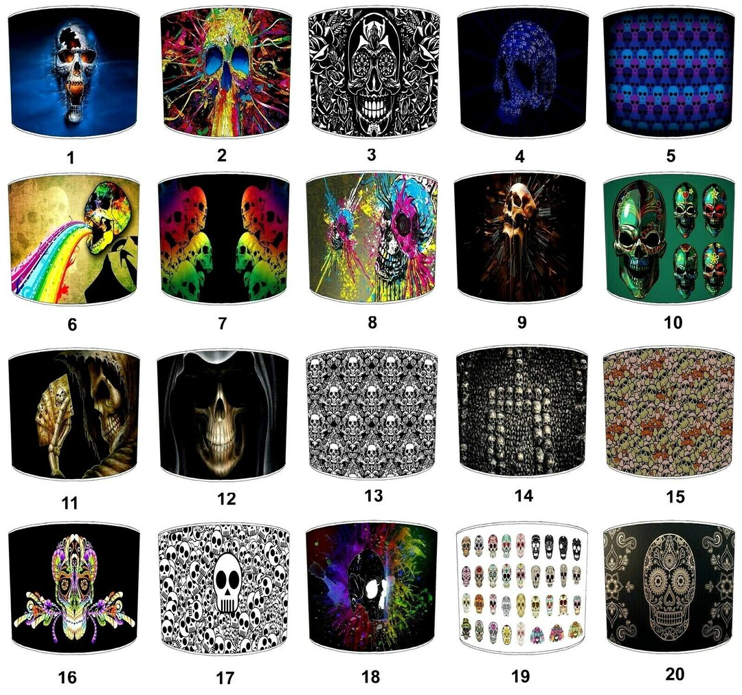 Mexican Sugar Skull Drum Lampshades: Colorful Dia De Los Muertos Decor ...