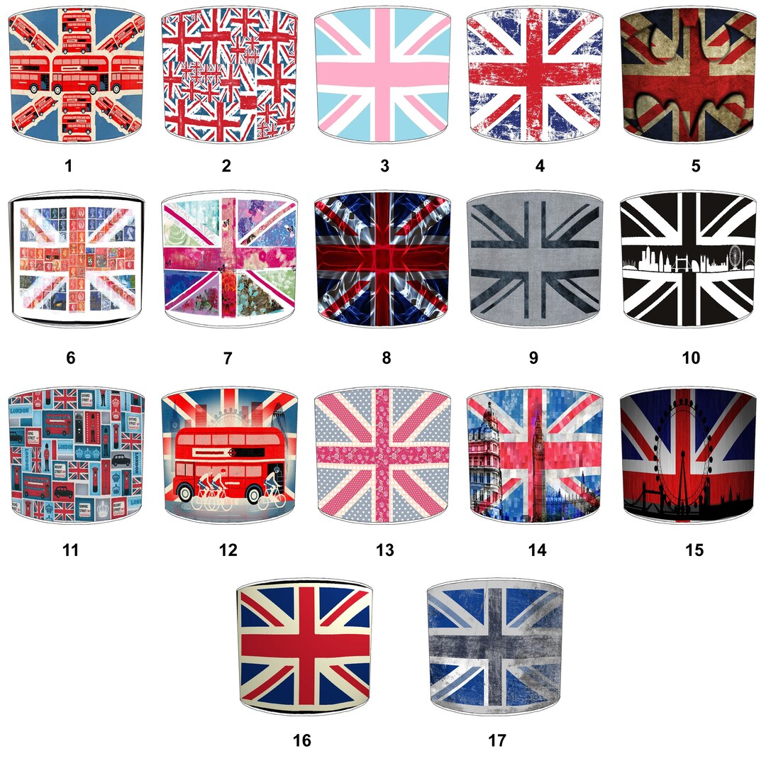 Union Jack Flag Drum Lampshade for Ceilng Light Pendant Table Lamp ...