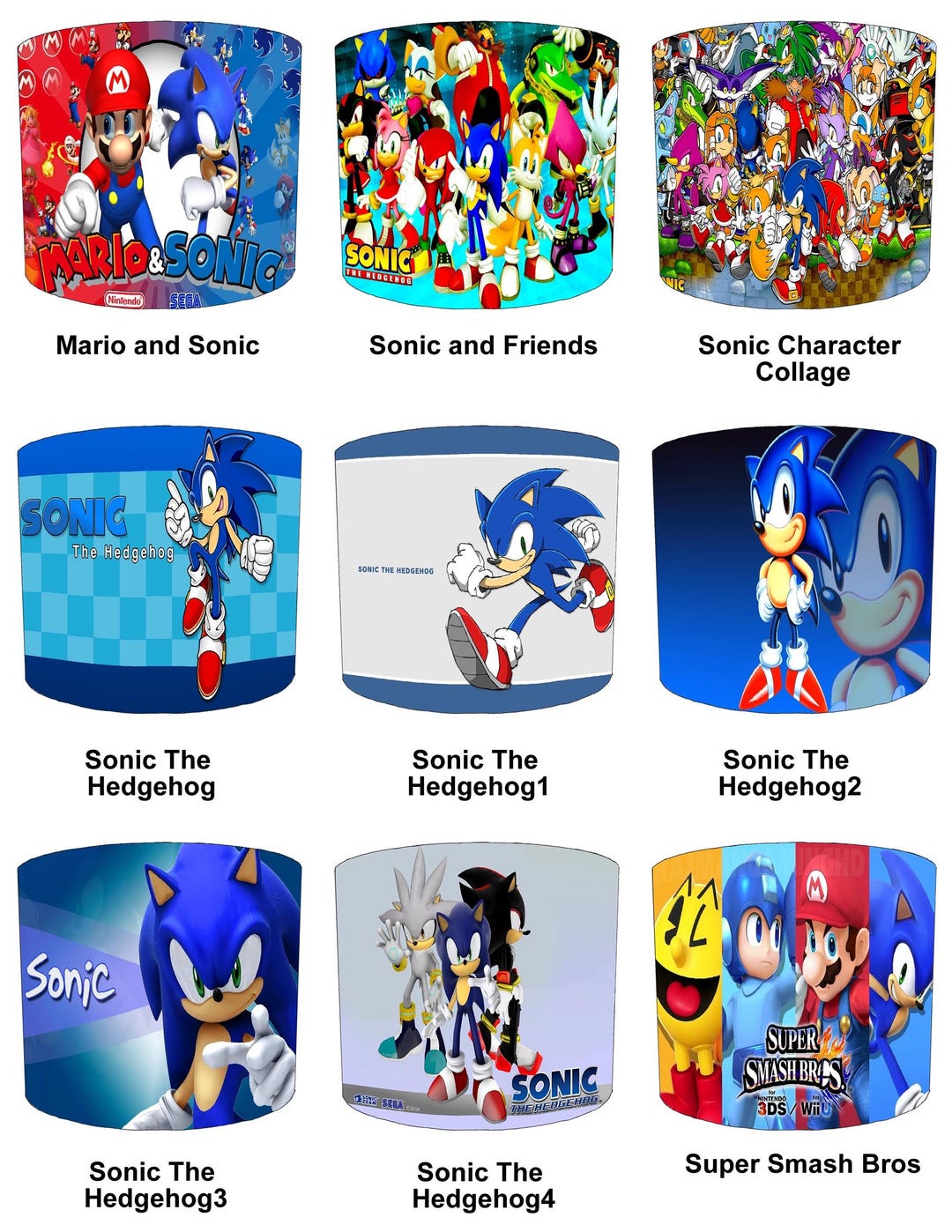 Sonic the Hedgehog Drum Lampshades: Gaming Gamer Room Decor, Handmade ...