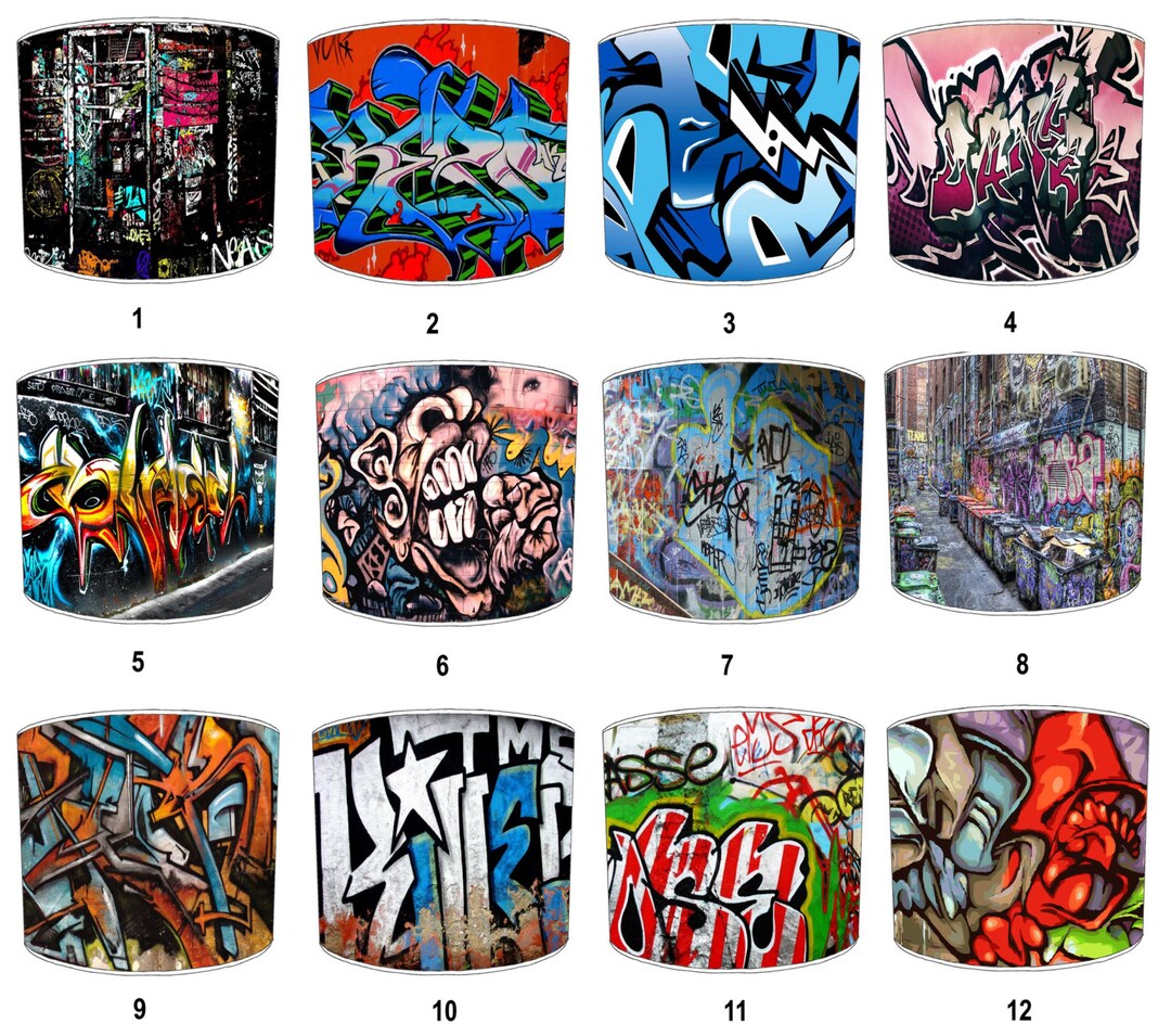 Graffiti Art Drum Lampshades: Urban Style, Handmade for Hanging Ceiling ...