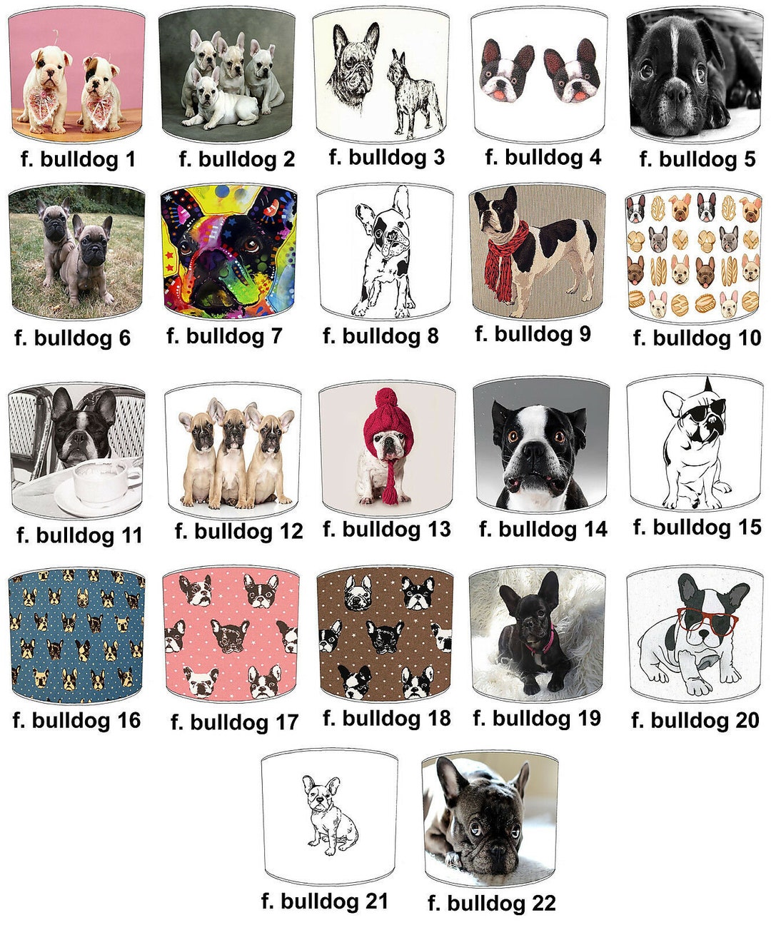 French Bull Dogs Puppy Drum Lampshade for Ceilng Light Pendant Table ...