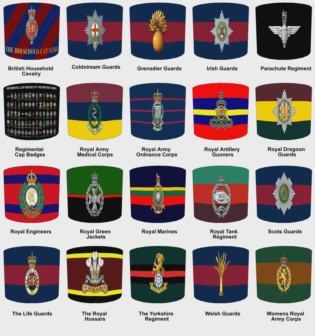 British Army Regiments Flags Drum Lampshades: Handmade for Hanging ...